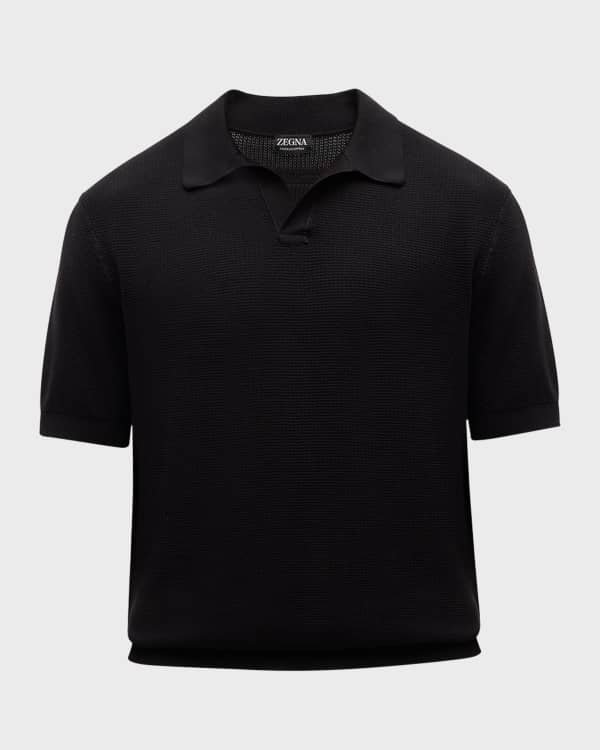 Hanro Men's Cotton-Linen V-Neck Polo Shirt | Neiman Marcus