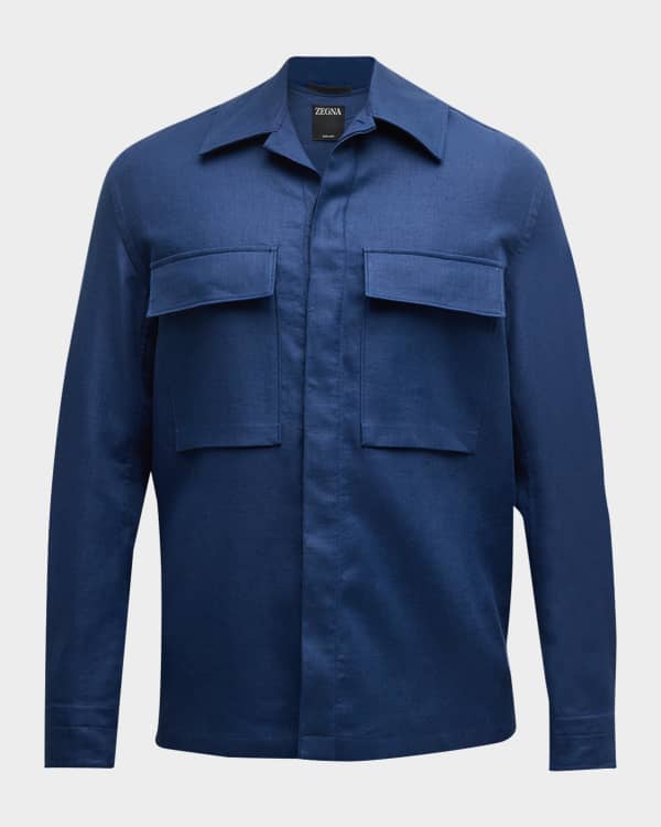 ZEGNA Men's Cashmere-Linen Overshirt | Neiman Marcus