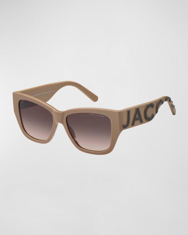Marc Jacobs Embossed Logo Acetate Rectangle Sunglasses | Neiman Marcus