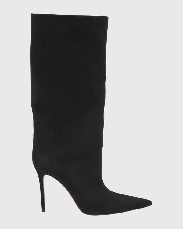 Amina Muaddi Fiona Mirror Stiletto Tall Boots | Neiman Marcus