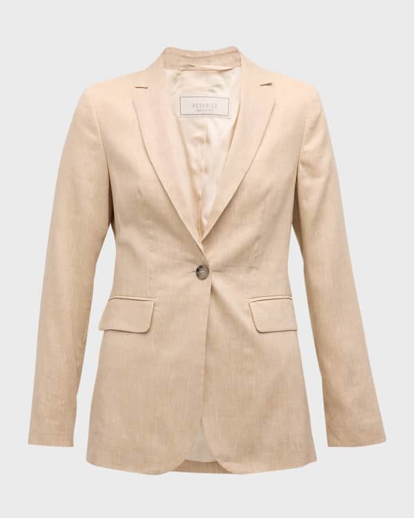 Peserico Single-Button Canvas Blazer | Neiman Marcus