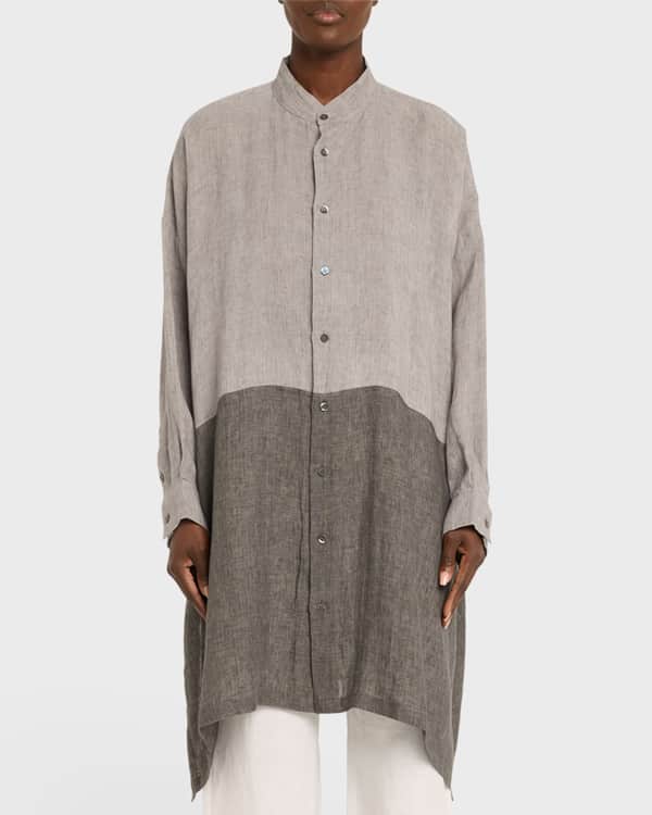 Eskandar Wide A-Line Shirt with Mandarin Collar (Mid-Plus) | Neiman Marcus
