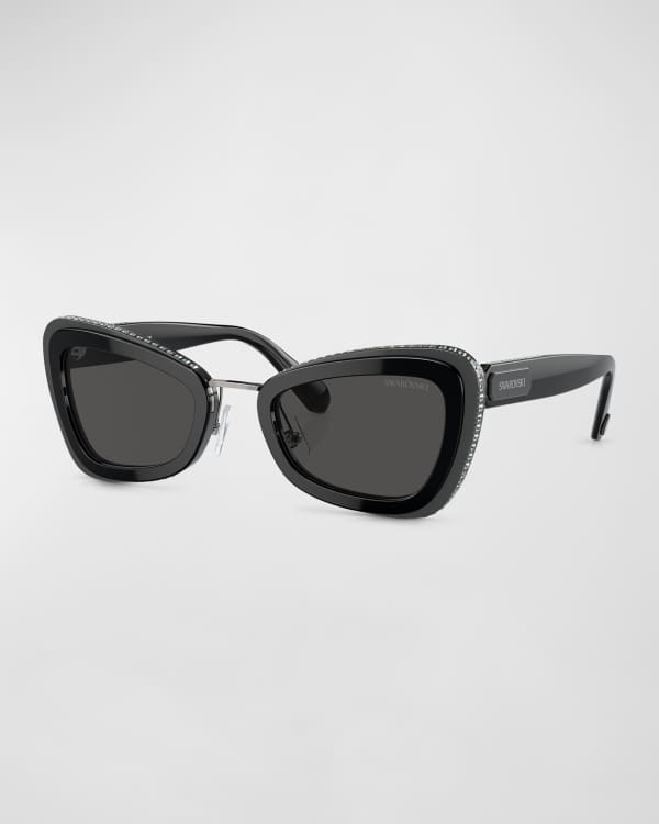 SWAROVSKI Crystal-Embellished Metal Cat-Eye Sunglasses | Neiman Marcus