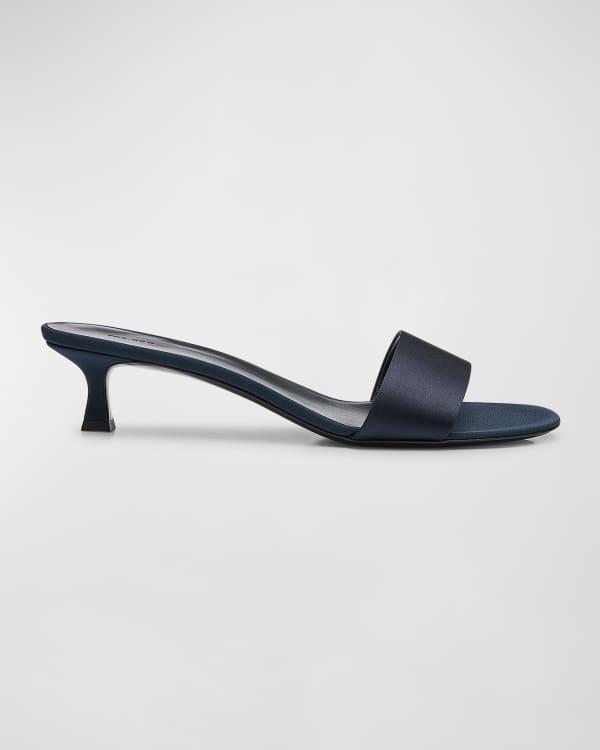 Prada Logo Triangle Kitten-Heel Sandals | Neiman Marcus