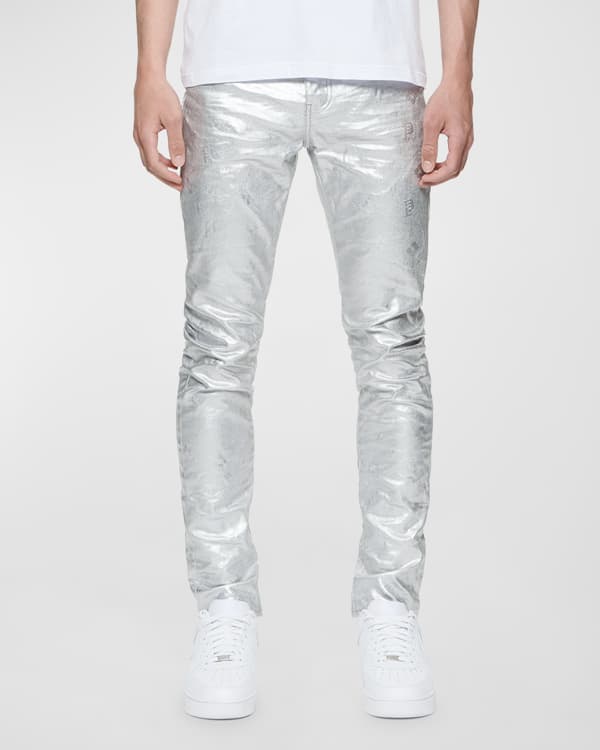 PURPLE Men's Knee-Rip Skinny Jeans | Neiman Marcus