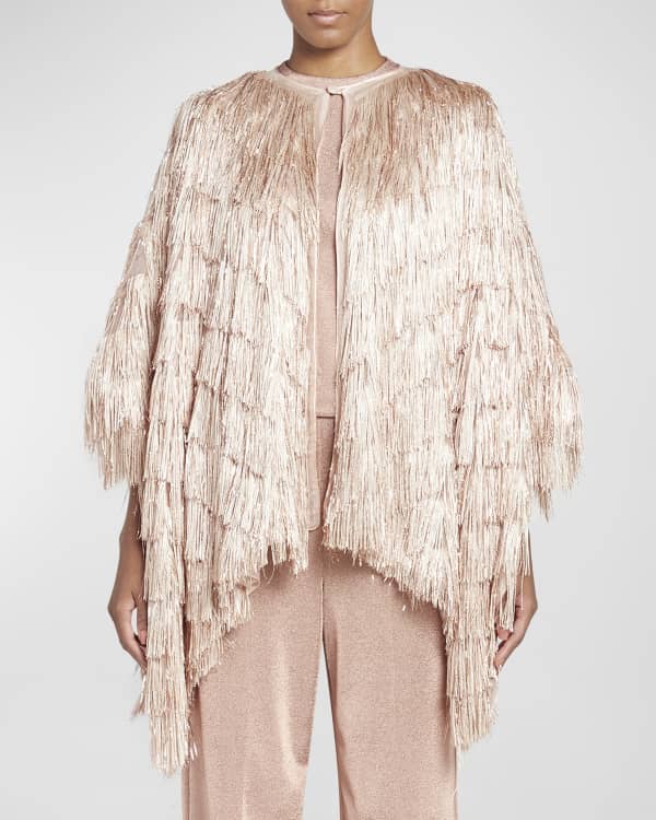 Herve Leger Icon Metallic Fringe Cape | Neiman Marcus