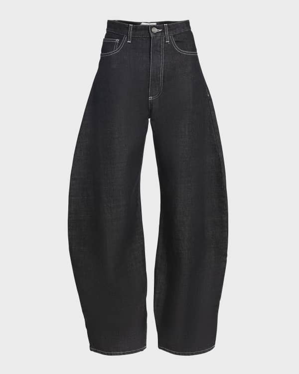 Versace Laser-Cut Checkered Denim Pants | Neiman Marcus