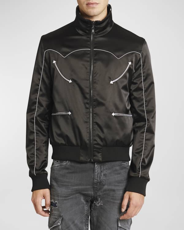 Dolce&Gabbana Men's DG Flower Satin Bomber Jacket | Neiman Marcus