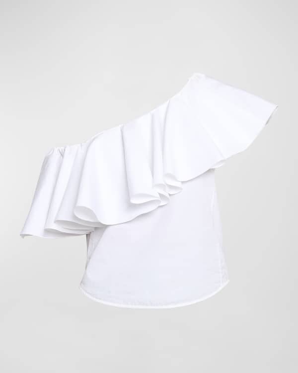 Alexander McQueen One-Shoulder Ruffle Top | Neiman Marcus