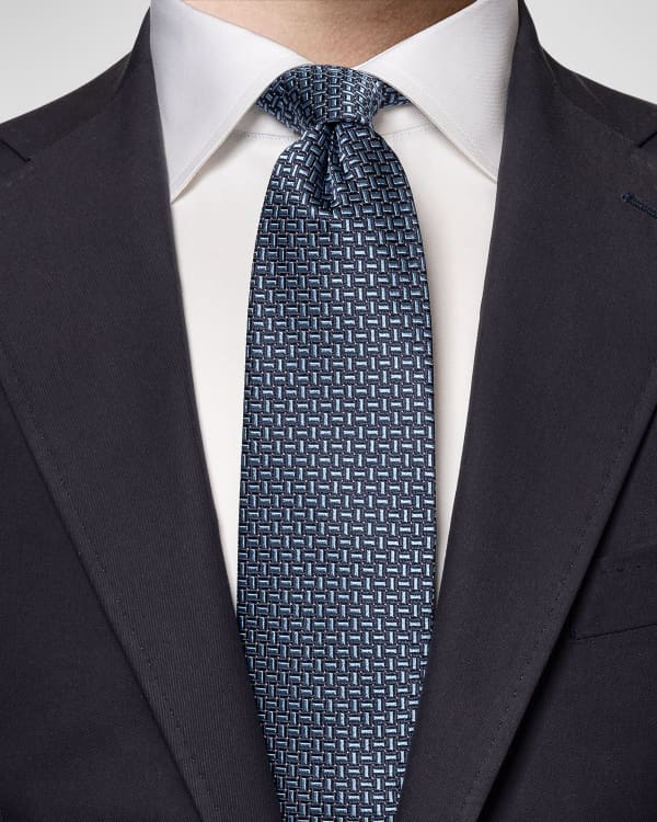 Emporio Armani Men's Geometric Jacquard Silk Tie | Neiman Marcus