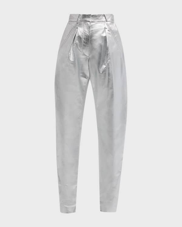 Alice + Olivia Livi Metallic Vegan Leather Pants | Neiman Marcus