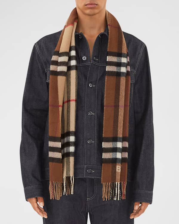 Burberry Men's Giant Check Cashmere Scarf | Neiman Marcus