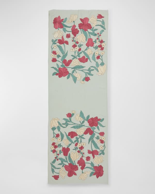 Janavi India Poppies Merino Wool & Silk Scarf | Neiman Marcus