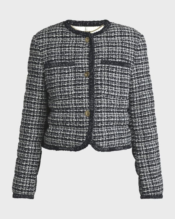 Akris punto Patchwork Denim Tweed Jacket | Neiman Marcus