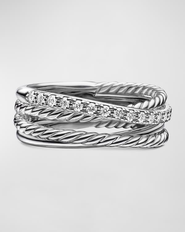 David Yurman Crossover Ring with Pavé Diamonds and Silver, 12mm ...