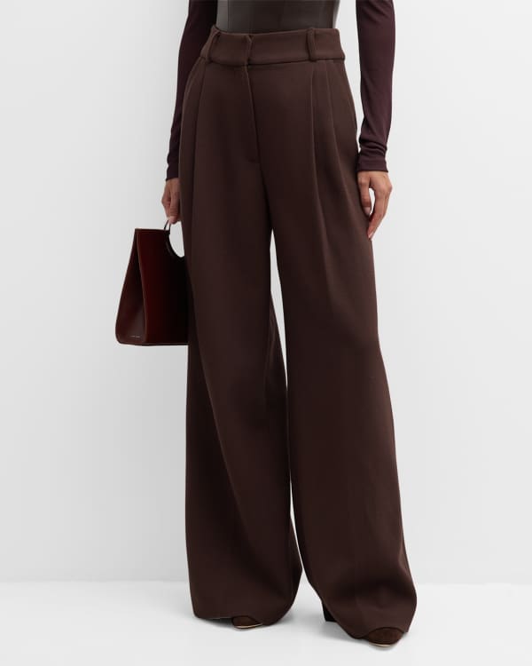 Alexander McQueen High-Rise Wide-Leg Crepe Trousers | Neiman Marcus
