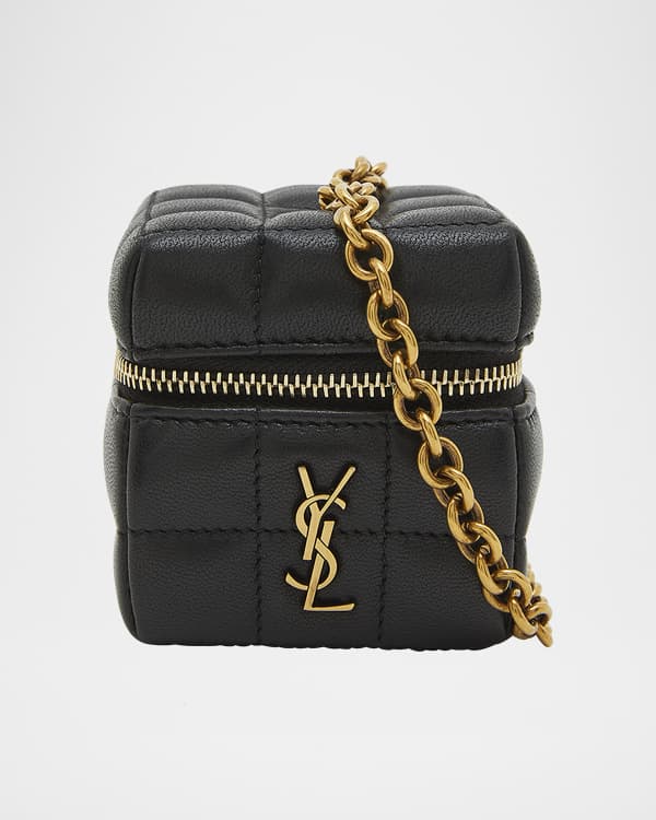 Saint Laurent Cassandra Mini YSL Top-Handle Crossbody Bag in Suede | Neiman Marcus
