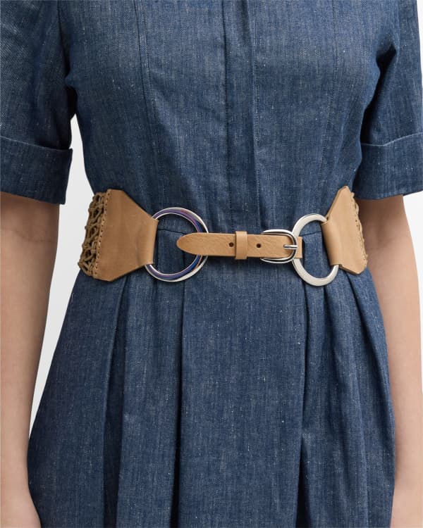 Toteme Braided Leather Wide Belt | Neiman Marcus