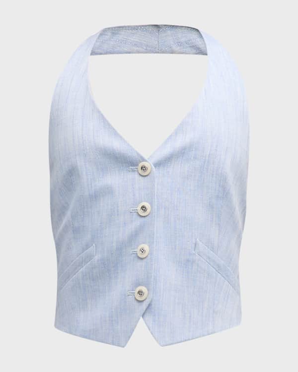 Veronica Beard Bennett Linen Cropped Vest | Neiman Marcus
