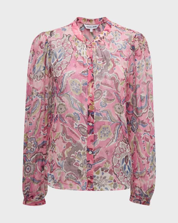 Veronica Beard Lowell Floral Long-Sleeve Blouse | Neiman Marcus