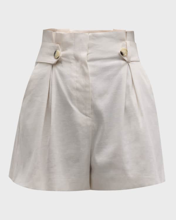 Veronica Beard Betty High Rise Stretch Linen Shorts | Neiman Marcus