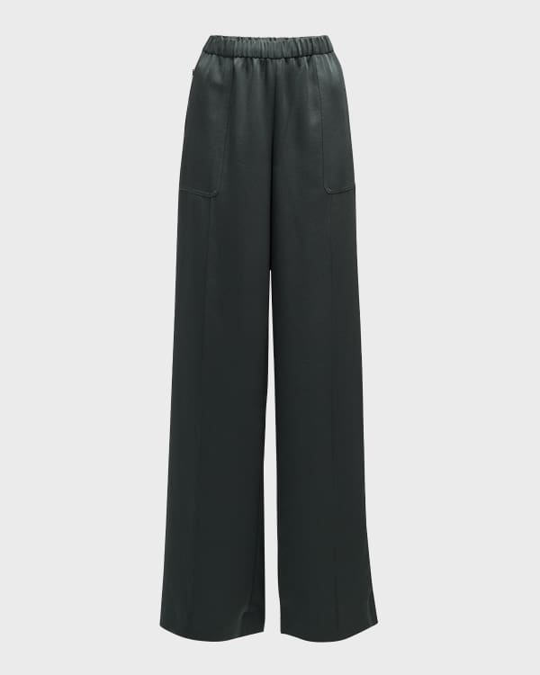LESET Barb Satin Wide-Leg Pull-On Pants | Neiman Marcus