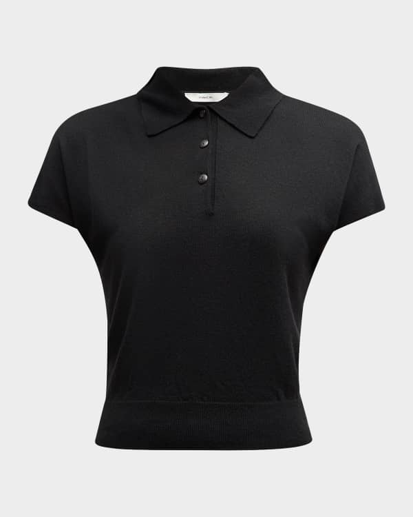 Vince Relaxed Long-Sleeve Wool Polo Top | Neiman Marcus