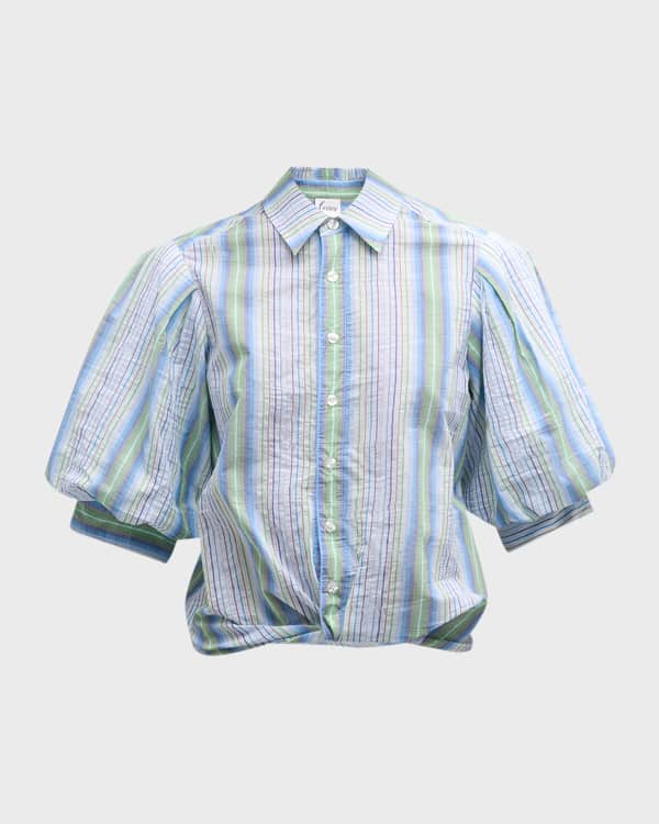 Finley Diamond Striped Short-Sleeve Shirt | Neiman Marcus