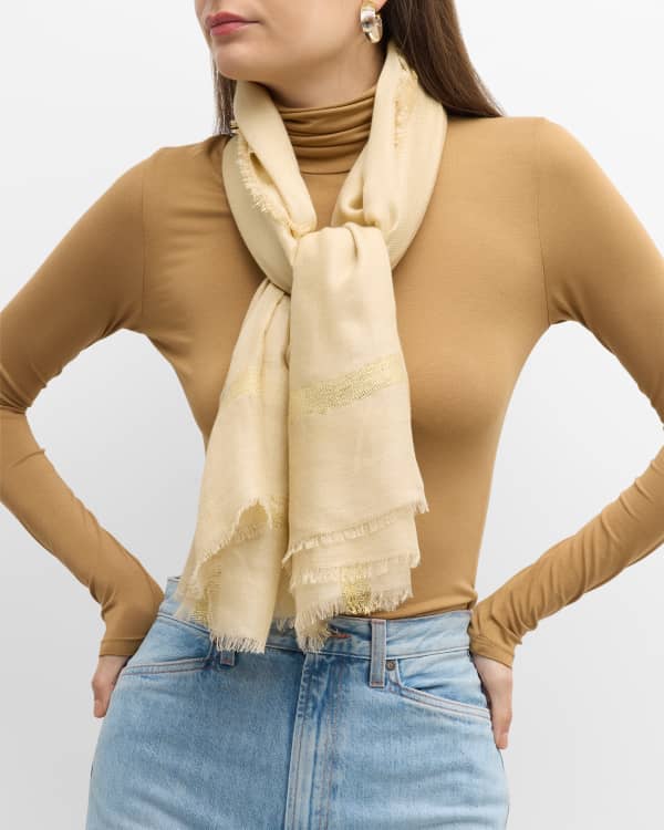 Bindya Accessories Gray Lace Cashmere & Silk Evening Wrap | Neiman Marcus