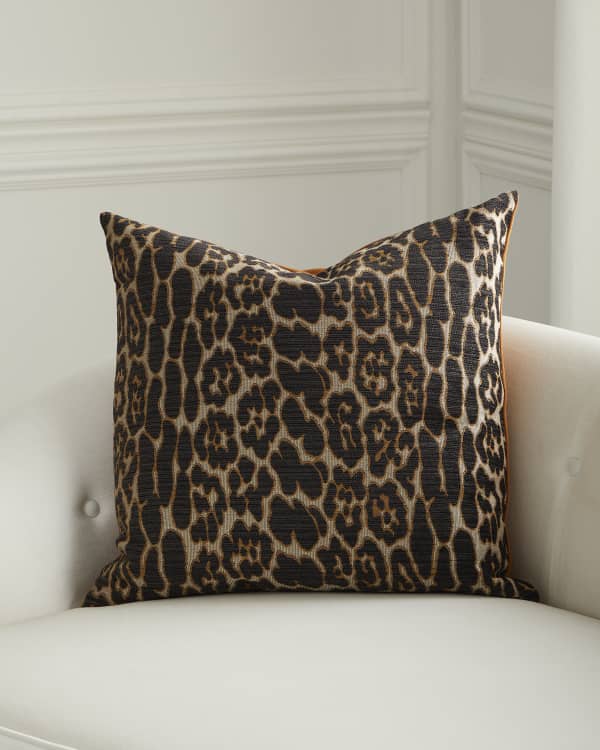 D.V. KAP Home Ellina Blue Leopard-Pattern Pillow, 24" Square | Neiman ...