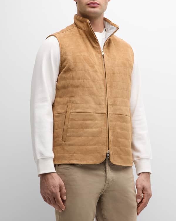 Neiman Marcus Men's Suede Padded Vest | Neiman Marcus