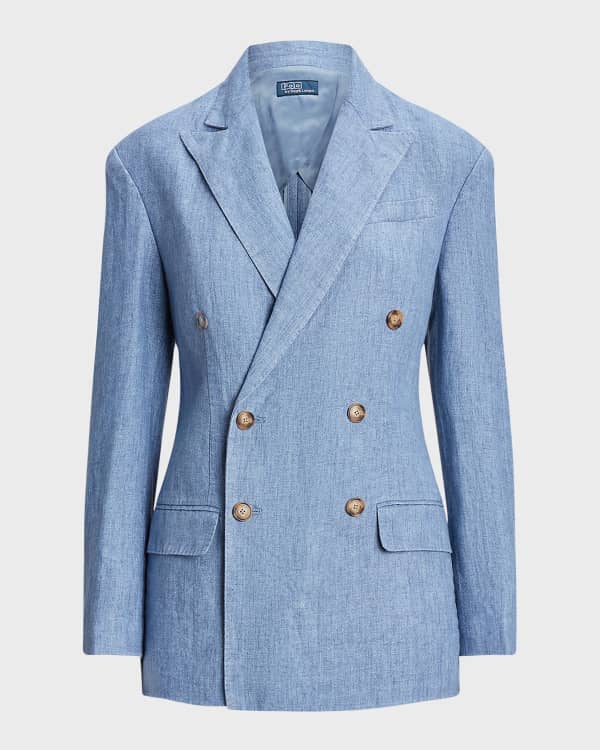 Polo Ralph Lauren Double-Breasted Linen Blazer | Neiman Marcus