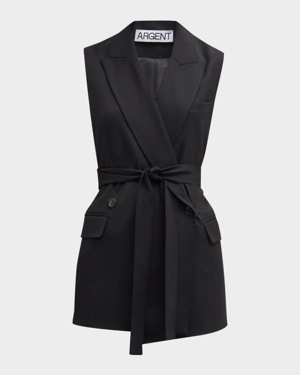 BITE Studios Melton Long Collared Wool Vest | Neiman Marcus