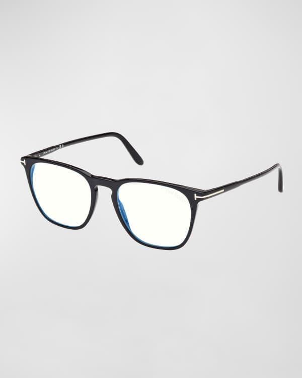 TOM FORD Men's Tom N.15 Shiny Horn Round Blue-Blocking Glasses | Neiman ...
