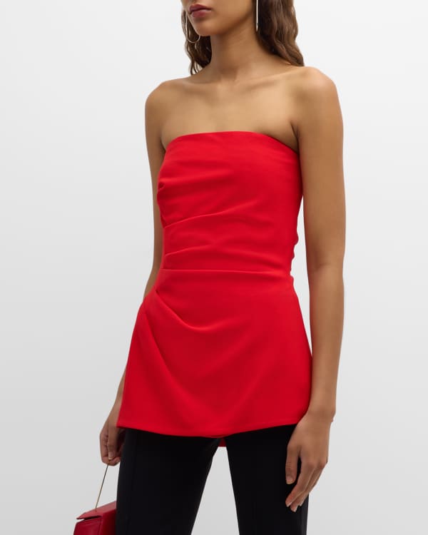 Proenza Schouler Gathered Crepe Strapless Top | Neiman Marcus