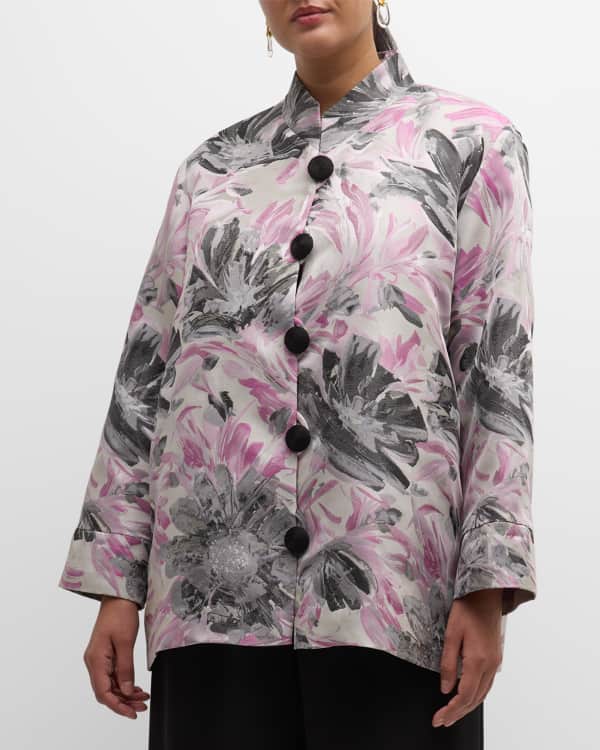 Caroline Rose Plus Plus Size Open-Front Floral Jacquard Jacket | Neiman ...