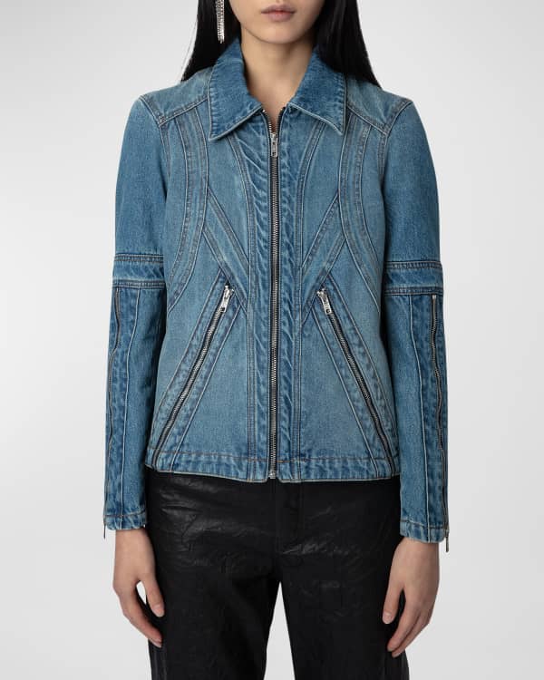 Ulla Johnson Odette Cinched-Waist Denim Jacket | Neiman Marcus