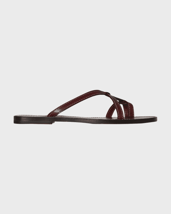 THE ROW Link Leather Toe-Loop Slide Sandals | Neiman Marcus