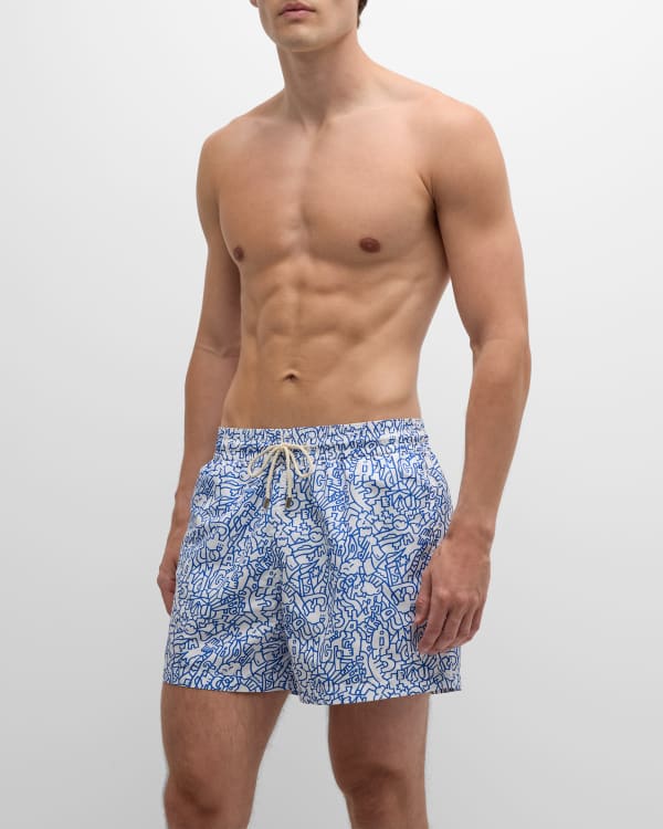 ARRELS x Cristian Zuzunaga Men's Inca Swim Trunks | Neiman Marcus