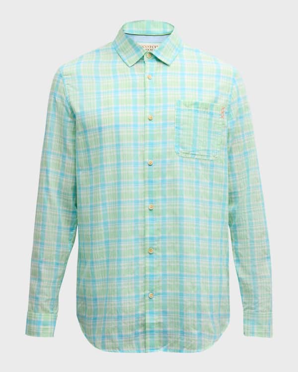 Scotch & Soda Men's Gradient Check Flannel Sport Shirt | Neiman Marcus