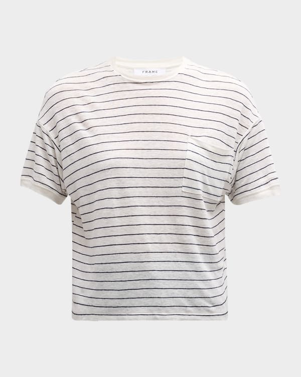 FRAME Easy True Striped Linen Tee | Neiman Marcus