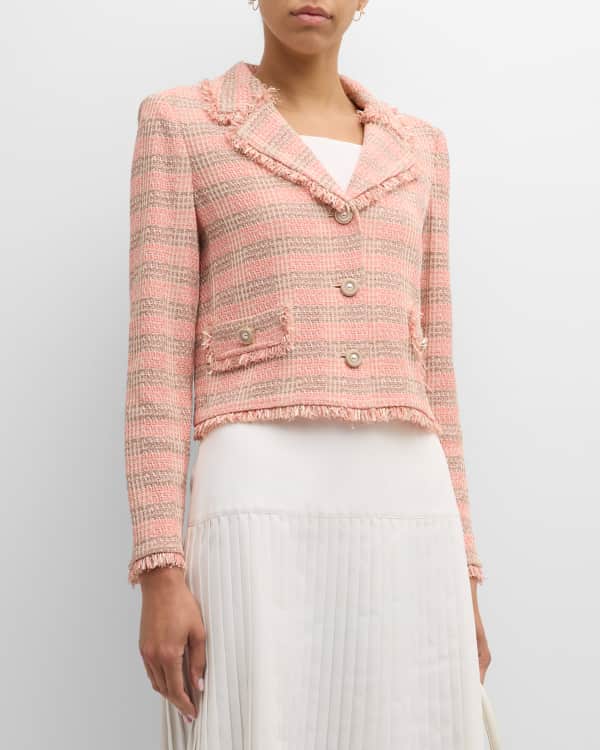 Misook Whipstitch-Trim Tweed Jacket | Neiman Marcus