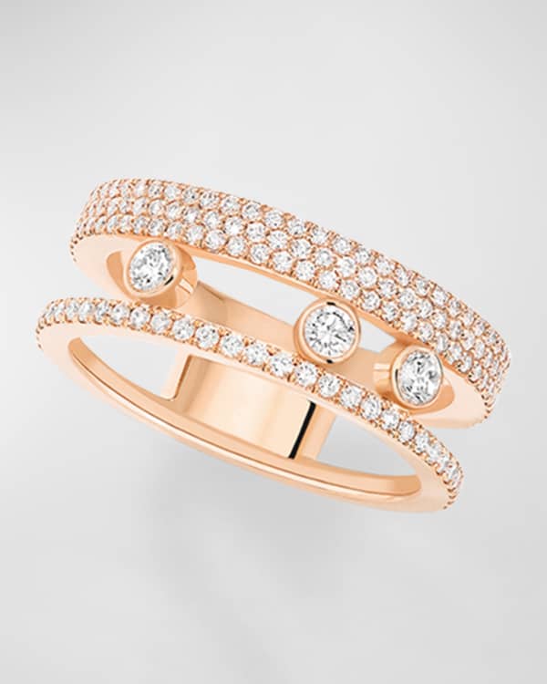 Messika Glam'Azone 18K White Gold Two-Row Diamond Ring | Neiman Marcus