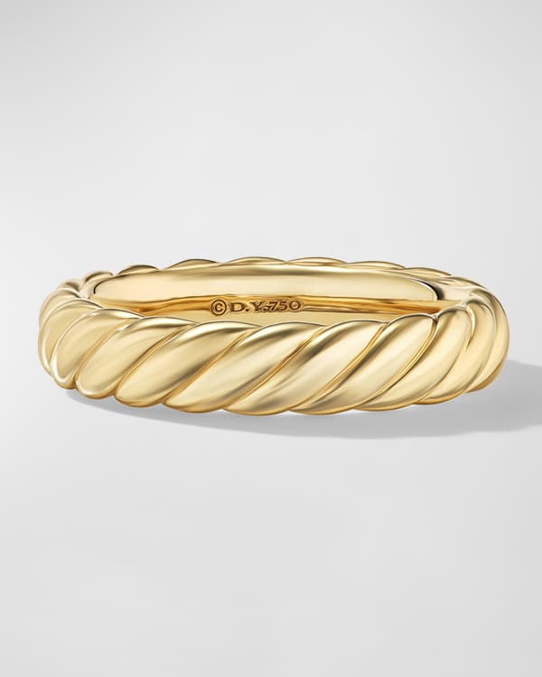 David Yurman Sculpted Cable Pinky Ring in 18K Gold, 9.7mm | Neiman Marcus