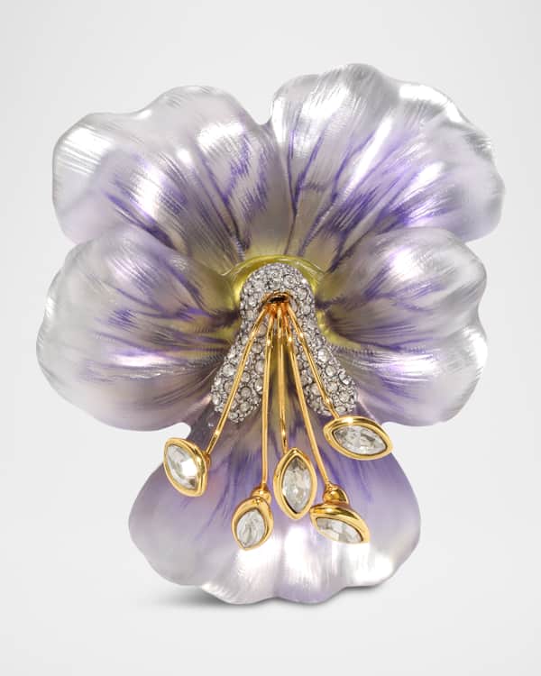 Kenneth Jay Lane Gold and Crystal Lion Head Pin | Neiman Marcus