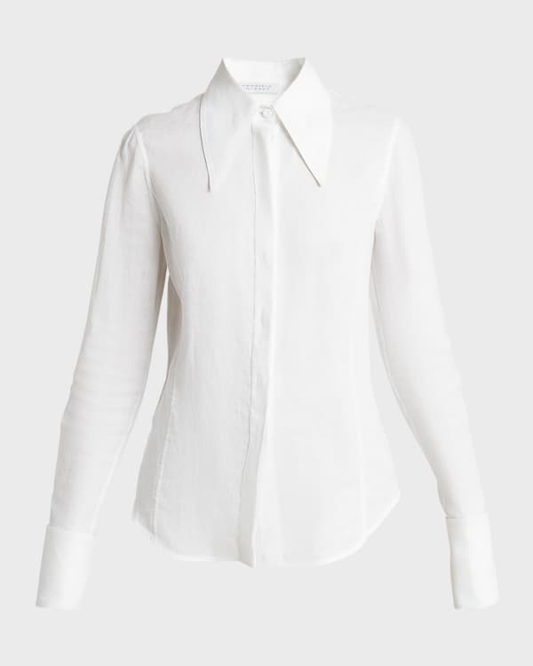 THE ROW Brant Linen Button-Front Shirt | Neiman Marcus
