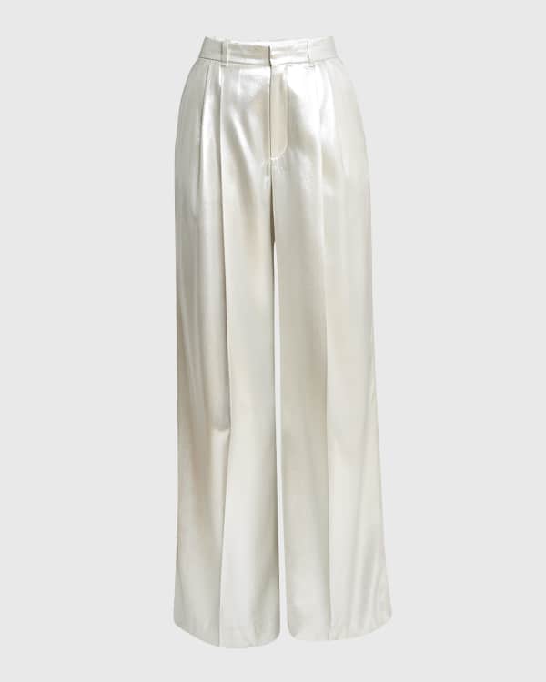 The Row Banew Pleated Wide Leg Wool Trousers Neiman Marcus