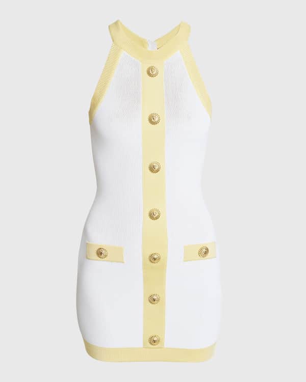 Balmain Rose-Applique Halter Mini Dress | Neiman Marcus