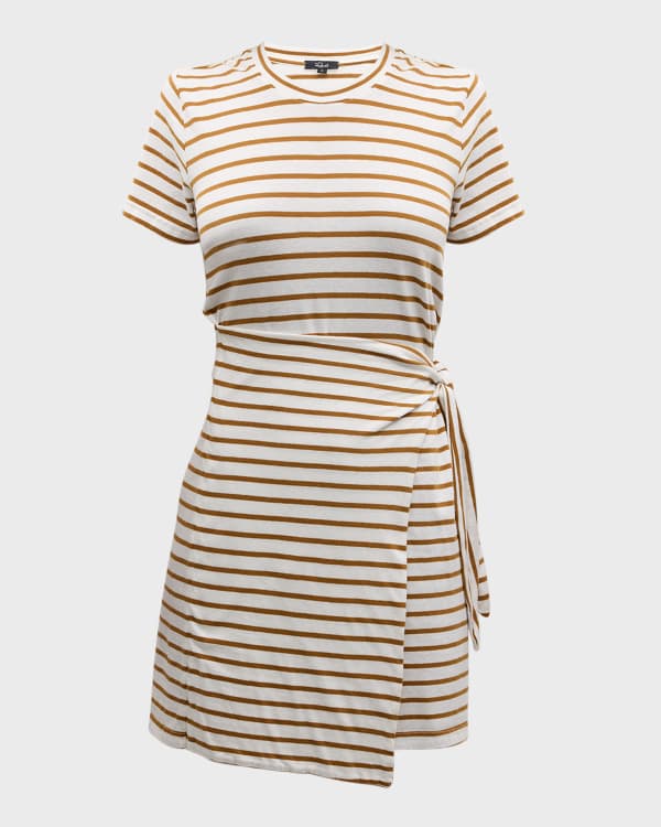 SIMKHAI Livia Wrap-Tie Stretch Cotton Mini Dress | Neiman Marcus