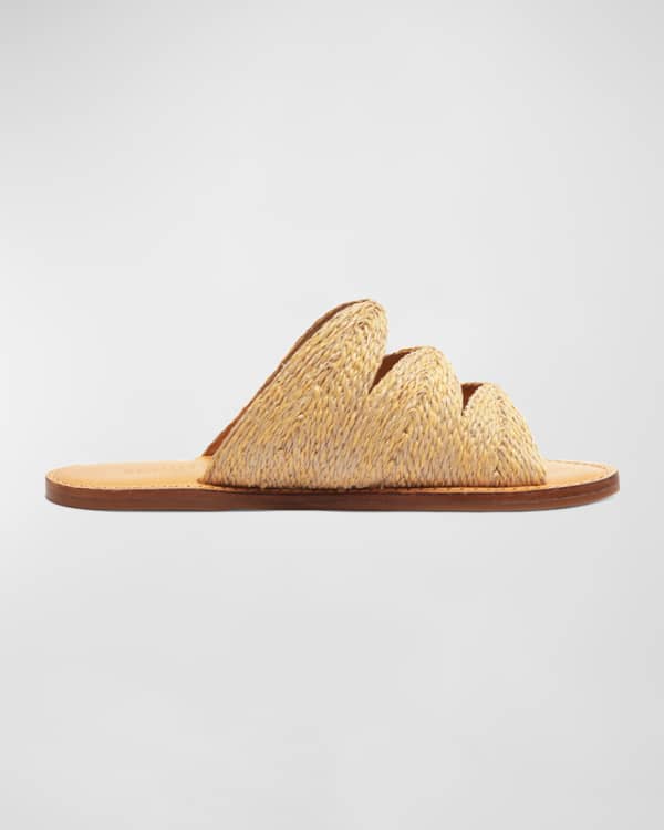 Carrie Forbes Woven Raffia Flat Slide Sandals | Neiman Marcus